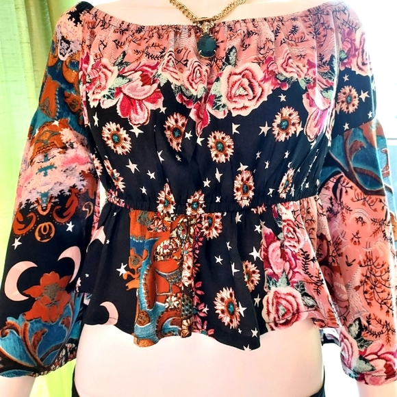 Jaase | Tops | Jaase Evening Skies Ruffle Off Shoulder Peasant Top Size ...